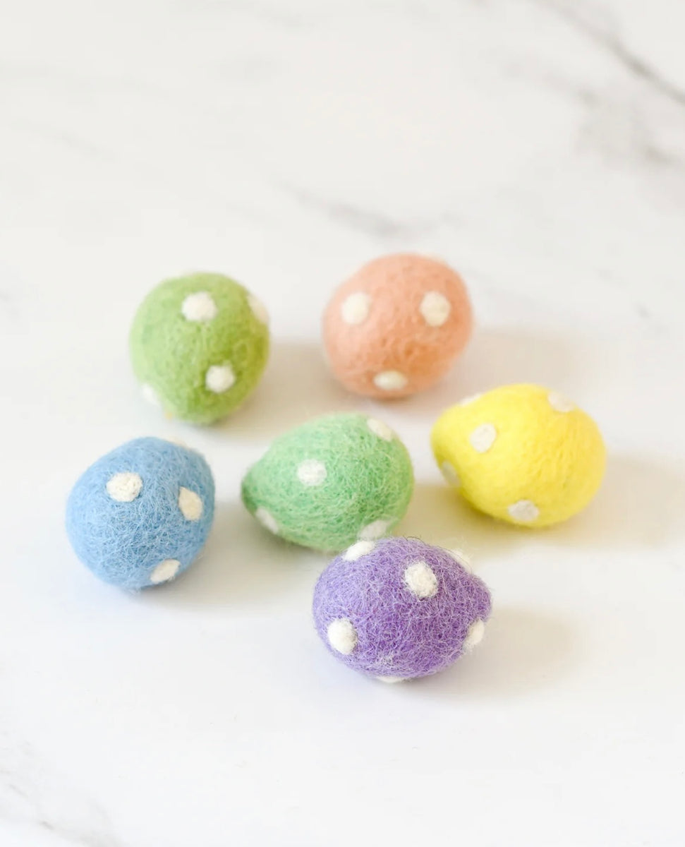 Felt polka dot eggs (set of 6) – Three Wild Sprouts